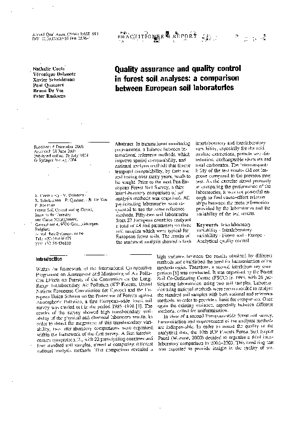 (PDF) Quality assurance and quality control in forest soil analyses: a comparison between ...