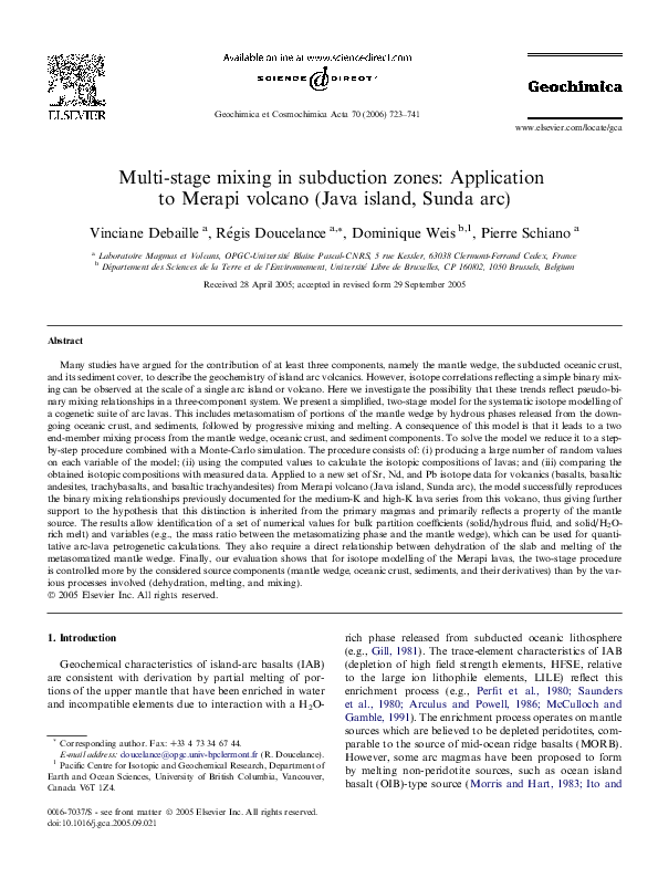 (PDF) Multi-stage mixing in subduction zones: Application to Merapi ...