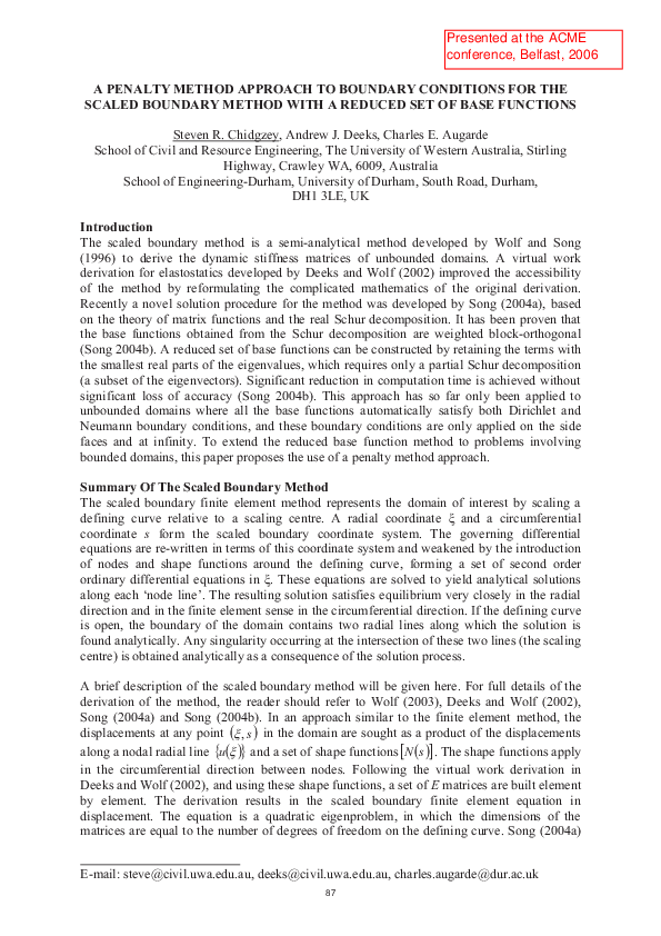 Pdf A Penalty Method Approach To Boundary Conditions For The Scaled Boundary Method With A