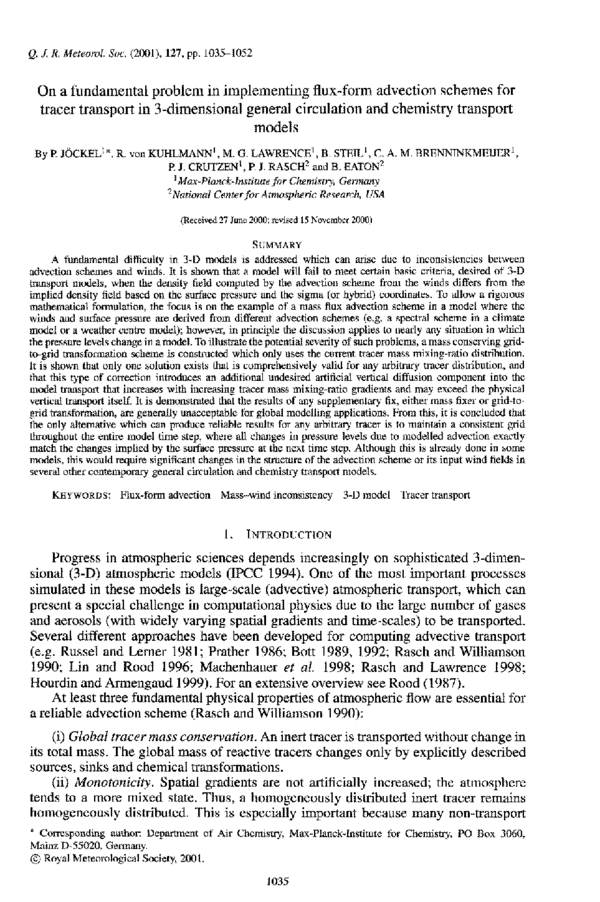 (PDF) On a fundamental problem in implementing flux-form advection schemes for tracer transport ...