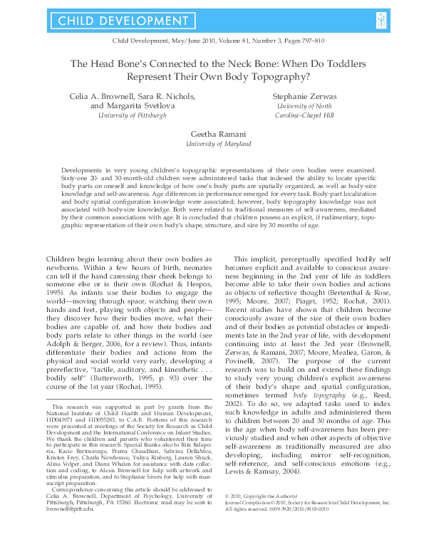 (PDF) The Head Bone’s Connected to the Neck Bone: When Do Toddlers ...