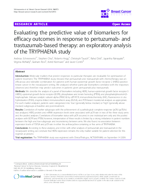 (PDF) Evaluating the predictive value of biomarkers for efficacy ...