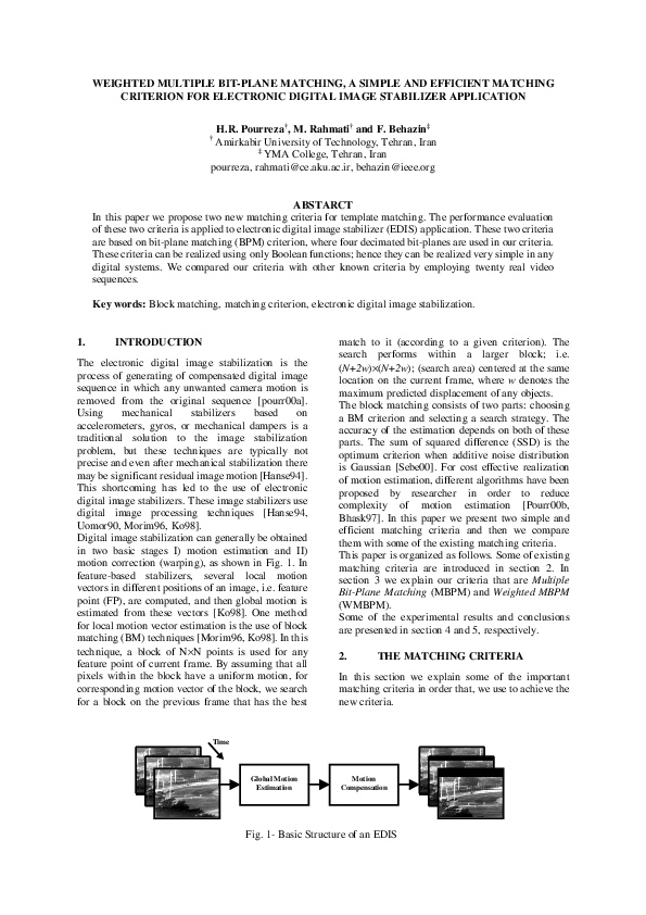 Pdf Weighted Multiple Bit Plane Matching A Simple And Efficient