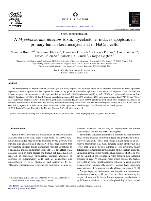 (PDF) A Mycobacterium ulcerans toxin, mycolactone, induces apoptosis in ...