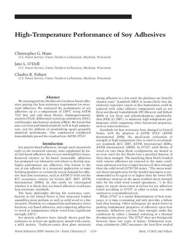 (PDF) High-temperature performance of soy adhesives