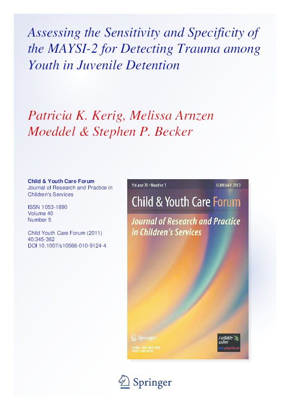 (PDF) Assessing the Sensitivity and Specificity of the MAYSI-2 for ...