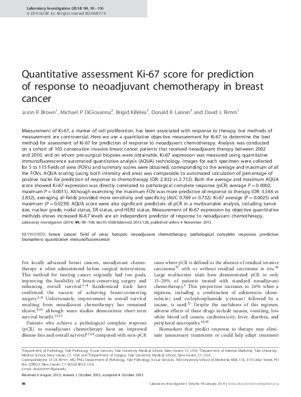 (PDF) Quantitative assessment Ki-67 score for prediction of response to neoadjuvant chemotherapy ...