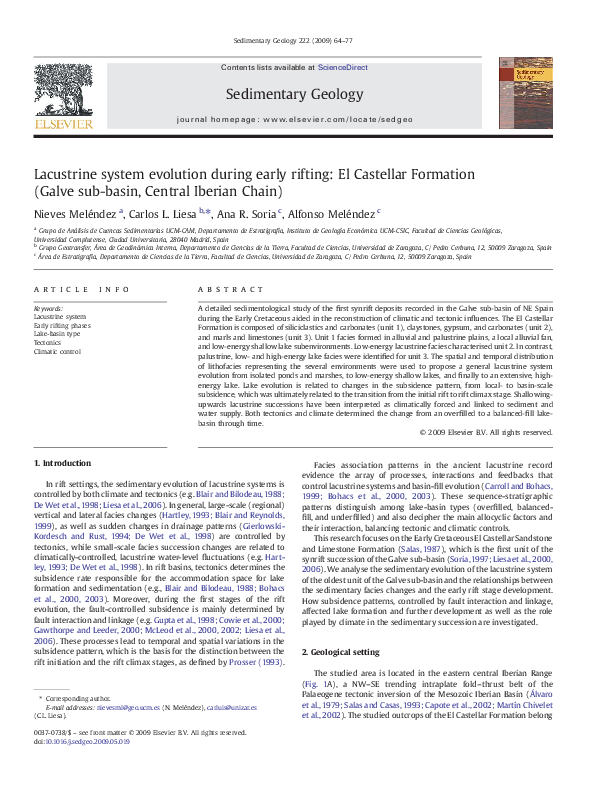 (PDF) Lacustrine system evolution during early rifting: El Castellar ...