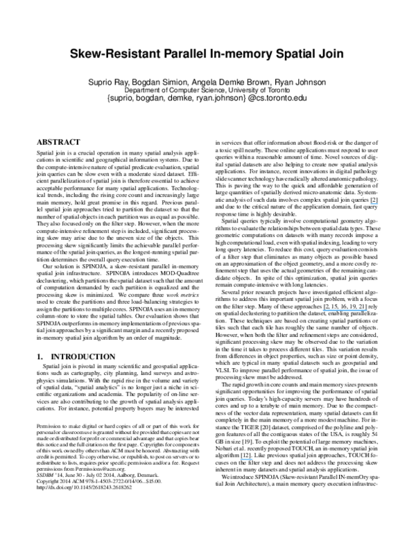 Pdf Skew Resistant Parallel In Memory Spatial Join