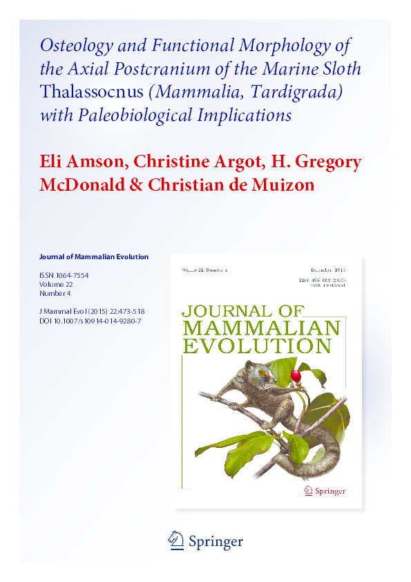 (PDF) Osteology and functional anatomy of the axial postcranium of the ...