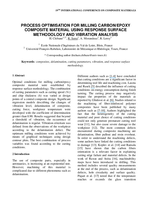 (PDF) PROCESS OPTIMISATION FOR MILLING CARBON/EPOXY COMPOSITE MATERIAL USING RESPONSE SURFACE ...