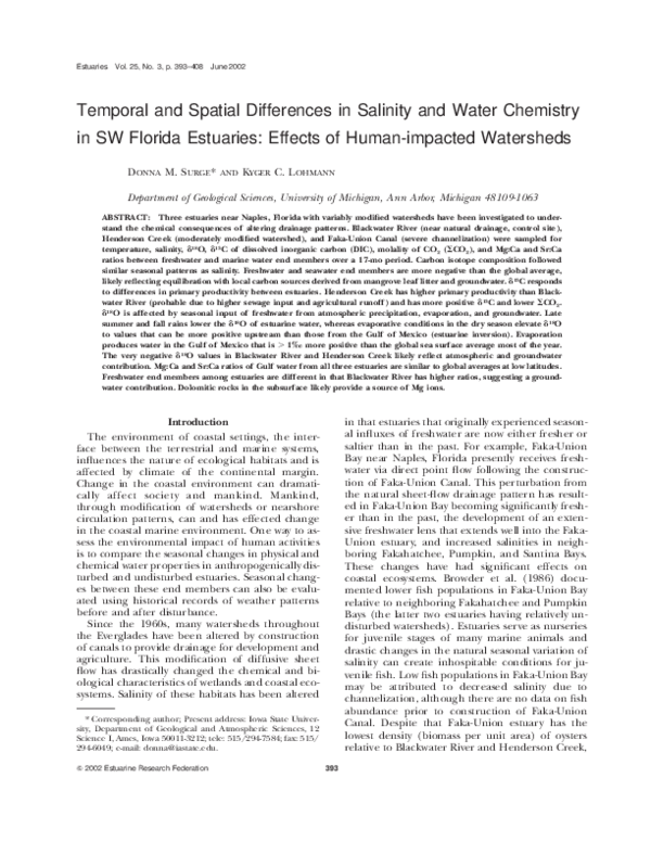 (PDF) Temporal and spatial differences in salinity and water chemistry ...