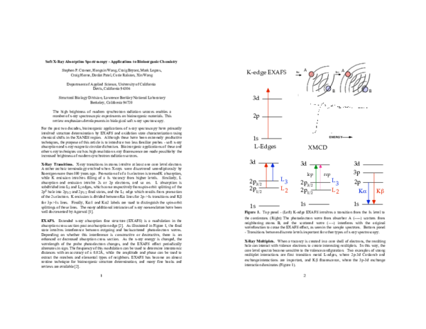 (PDF) Soft X-ray Absorption Spectroscopy: Applications to Bioinorganic Chemistry