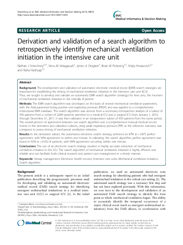 (PDF) Derivation and validation of a search algorithm to retrospectively identify mechanical ...