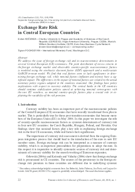 (PDF) Exchange Rate Risk in Central European Countries