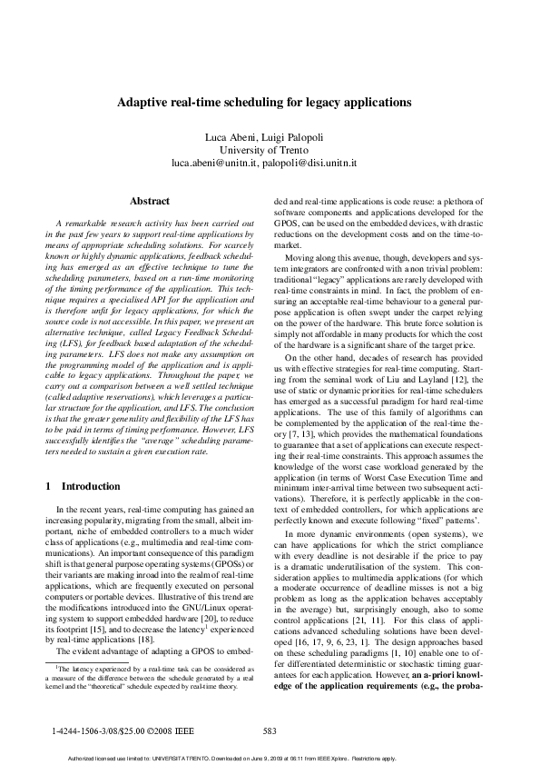 (PDF) Adaptive real-time scheduling for legacy applications