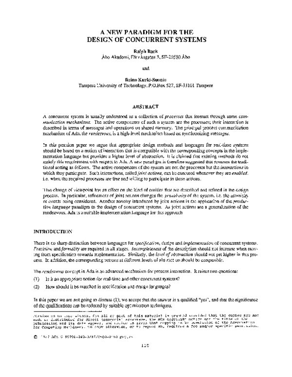 Pdf A New Paradigm For The Design Of Concurrent Systems