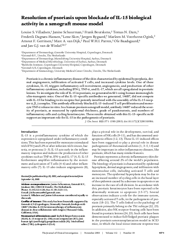 (PDF) Resolution of psoriasis upon blockade of IL-15 biological ...