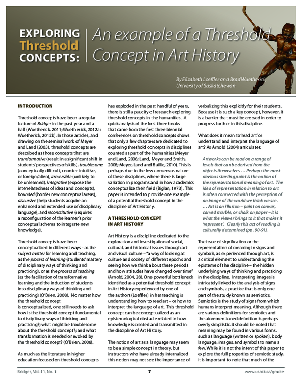 Exploring Threshold Concepts: An example of a Threshold Concept in Art ...