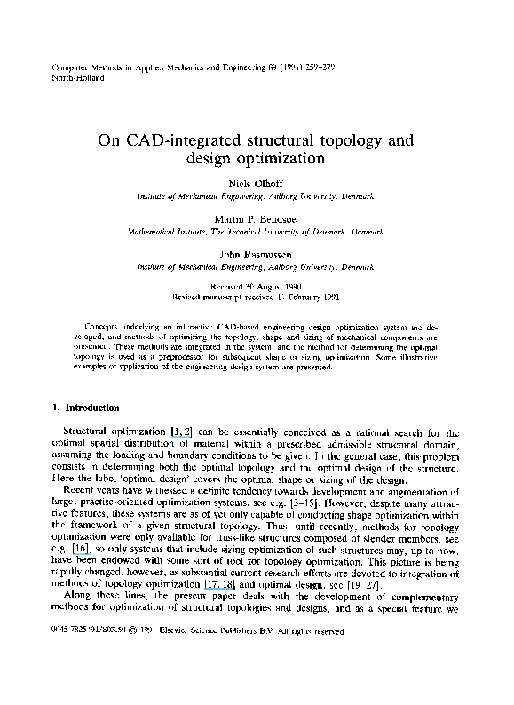 (PDF) On CAD-integrated structural topology and design optimization