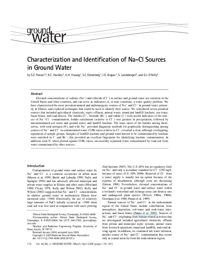 (PDF) Characterization and Identification of Na-Cl Sources in Ground Water