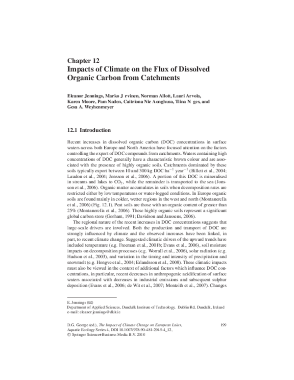 (PDF) Impacts of Climate on the Flux of Dissolved Organic Carbon from Catchments