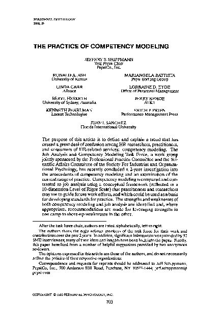 (PDF) THE PRACTICE OF COMPETENCY MODELING