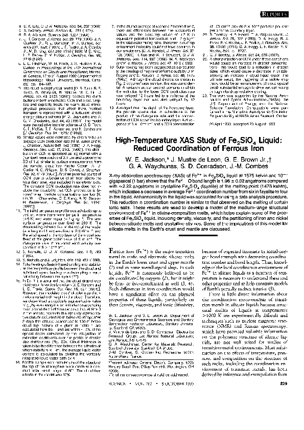 (PDF) High-Temperature XAS Study of Fe2SiO4 Liquid: Reduced ...
