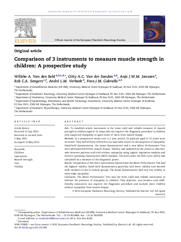 (PDF) Comparison of 3 instruments to measure muscle strength in ...