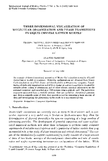 (PDF) THREE-DIMENSIONAL VISUALIZATION OF MOLECULAR ORGANIZATION AND ...