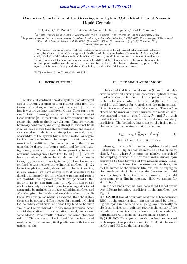 (PDF) Computer simulations of the ordering in a hybrid cylindrical film ...