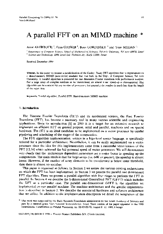(PDF) A parallel FFT on an MIMD machine