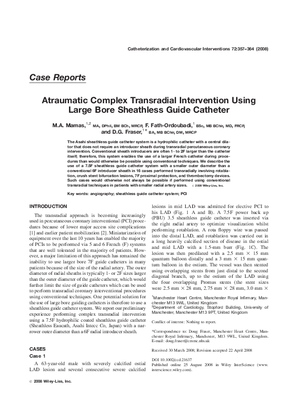 (PDF) Atraumatic complex transradial intervention using large bore ...