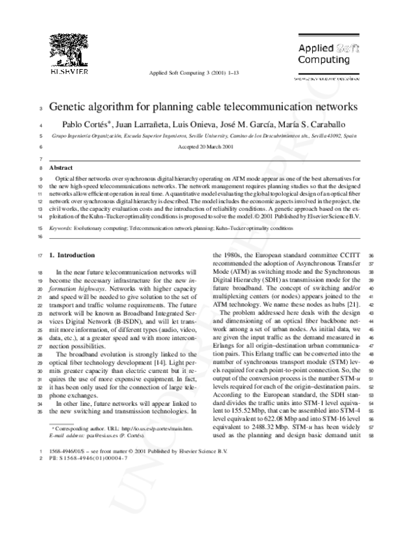 (PDF) Genetic algorithm for planning cable telecommunication networks ...
