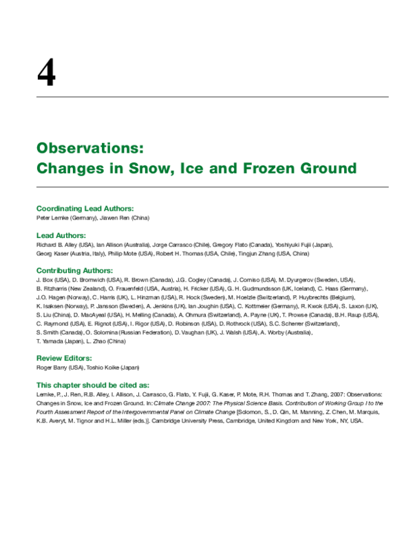 (PDF) Observations: Changes in snow, ice and frozen ground