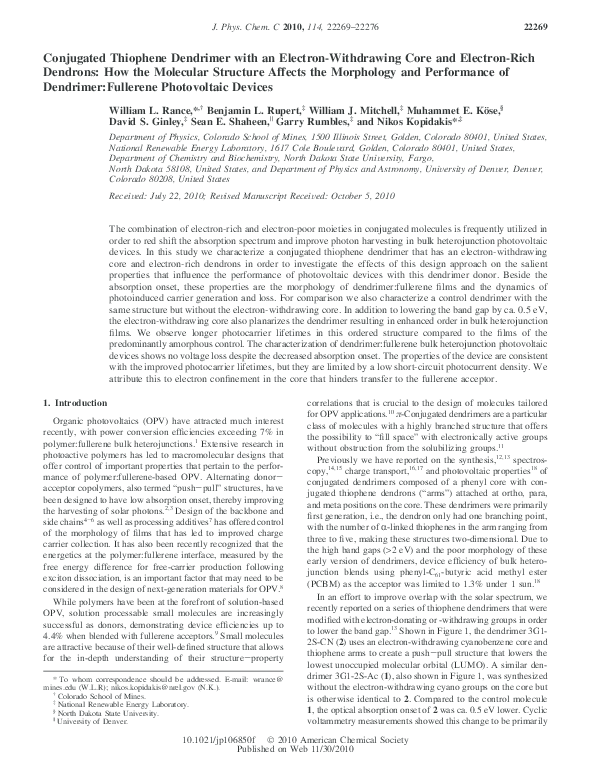 (PDF) Conjugated Thiophene Dendrimer with an Electron-Withdrawing Core ...