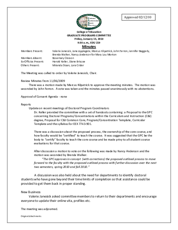 (PDF) There was a motion made by Marcus Kilpatrick to approve the ...