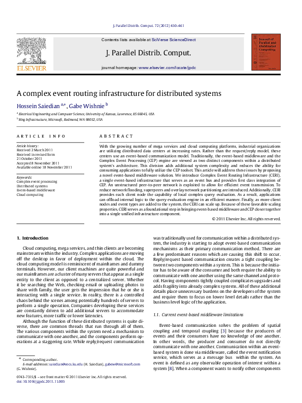 (PDF) A complex event routing infrastructure for distributed systems