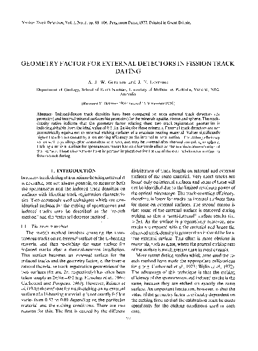 (PDF) Geometry factor for external detectors in fission track dating