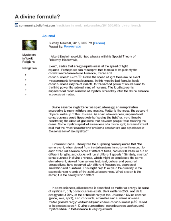 (PDF) A divine formula?