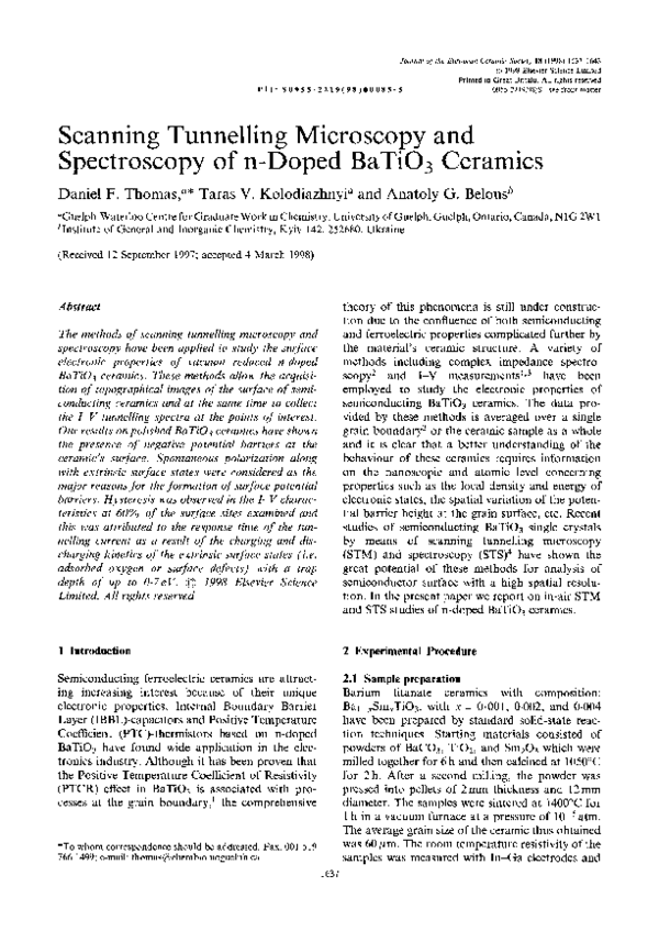 (PDF) Scanning tunnelling microscopy and spectroscopy of n-doped BaTiO3 ...
