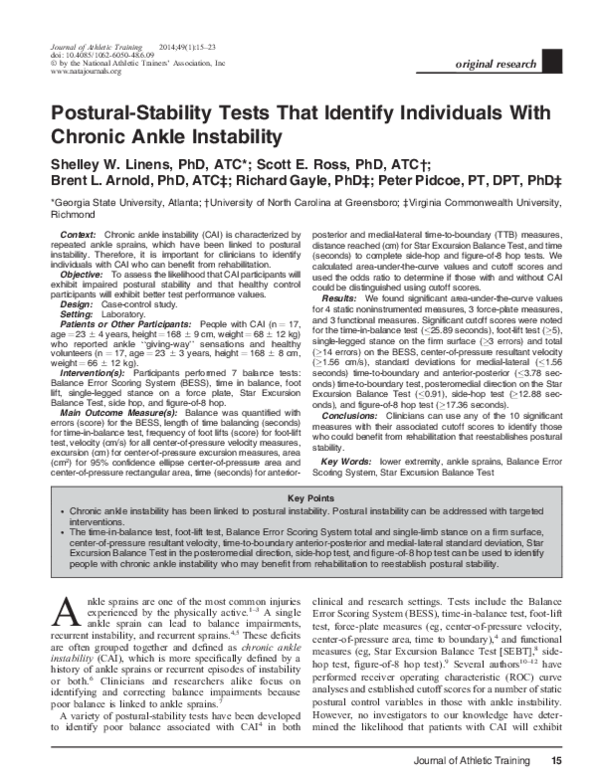 (PDF) Postural-Stability Tests That Identify Individuals With Chronic ...