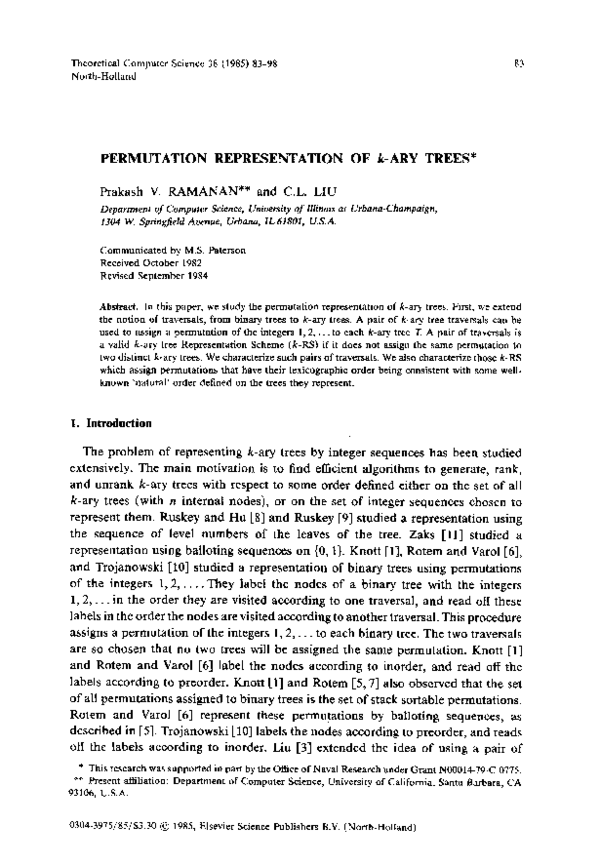 (PDF) Permutation representation of k-ary trees