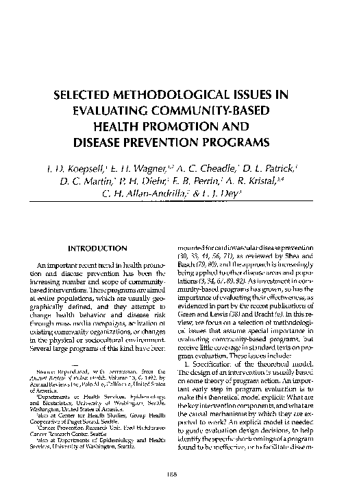 (PDF) Selected Methodological Issues in Evaluating Community-Based ...