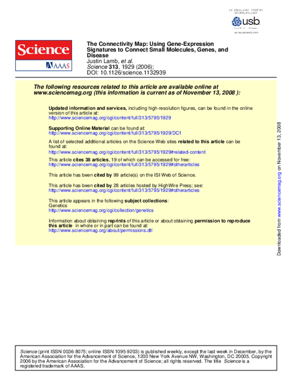 (PDF) The Connectivity Map: Using Gene-Expression Signatures to Connect ...