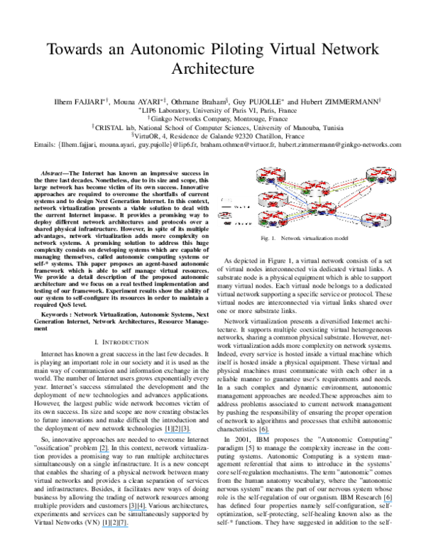 (PDF) Towards an Autonomic Piloting Virtual Network Architecture