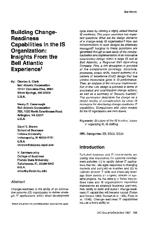 (PDF) Building Change-Readiness Capabilities in the IS Organization ...
