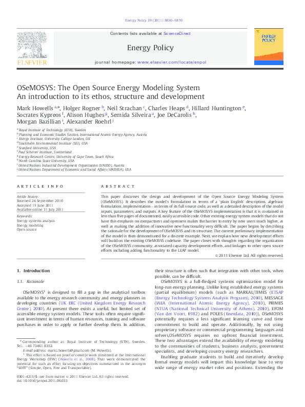 (PDF) OSeMOSYS: The Open Source Energy Modeling System
