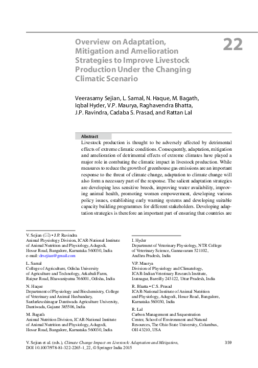 Pdf Overview On Adaptation Mitigation And Amelioration Strategies To