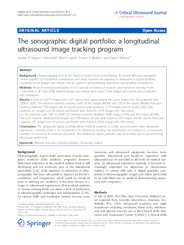 (PDF) The sonographic digital portfolio: a longitudinal ultrasound ...